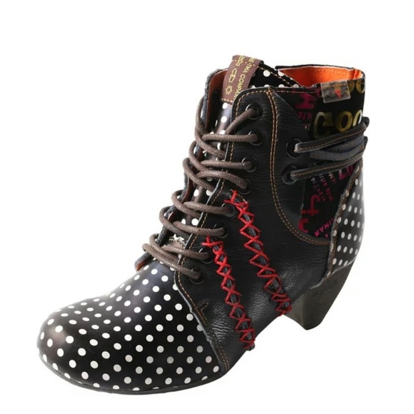 tma eyes | Shoes | Tma Eyes Polka Dot Leather Women Boots With Moccasin ...